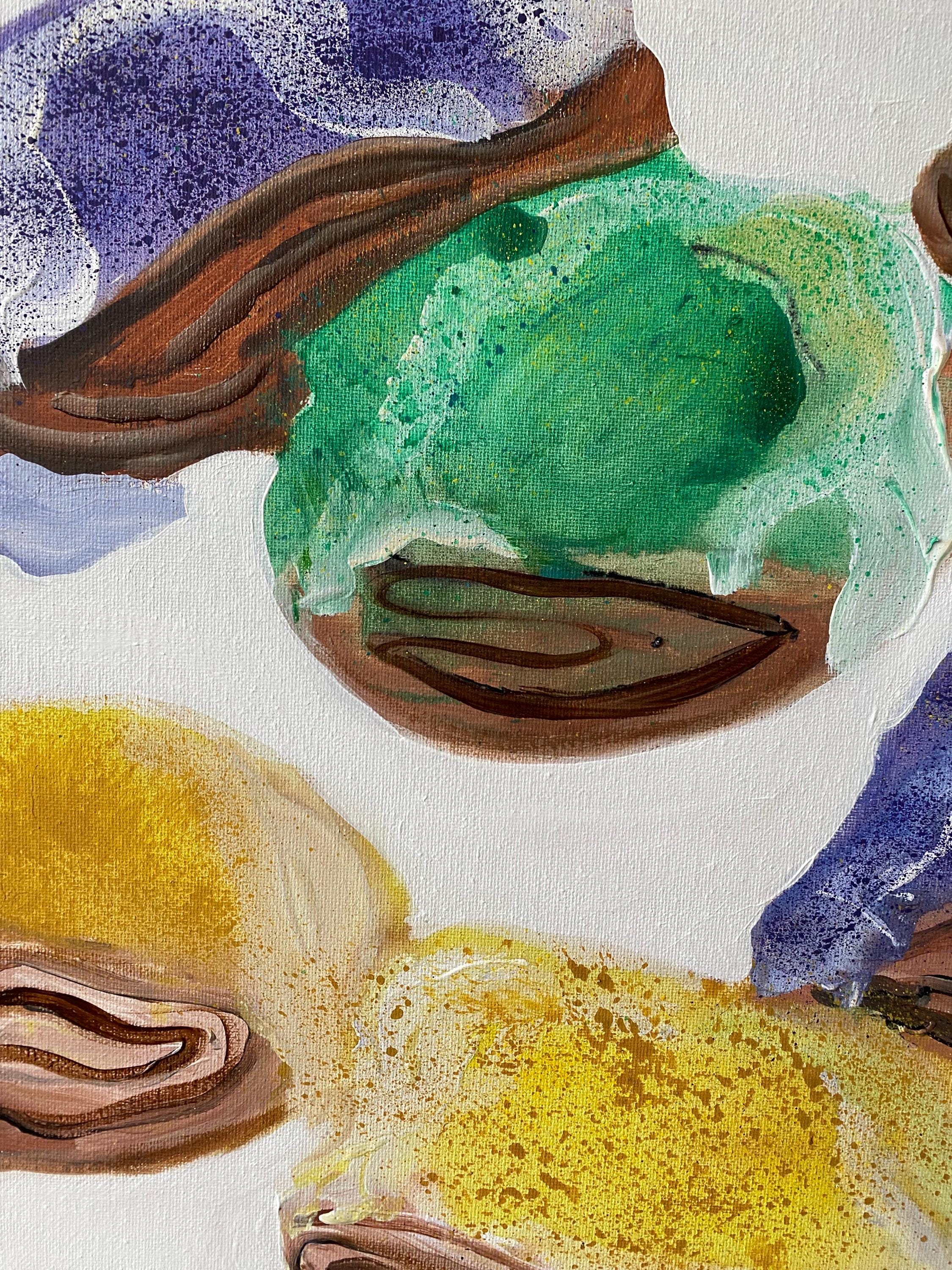 KING CAKE SLICES | 16 X 20 Inch Acrylic Painting by Louisiana Artist ...