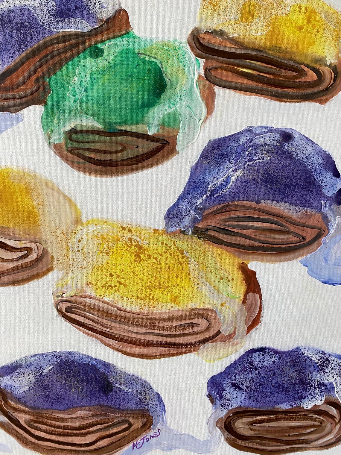 KING CAKE SLICES | 16 X 20 Inch Acrylic Painting by Louisiana Artist ...
