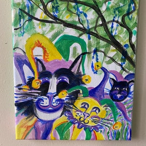 Copycat Jesters 8 X 10 Inch Acrylic PAINTING Louisiana Artist Kristi C ...