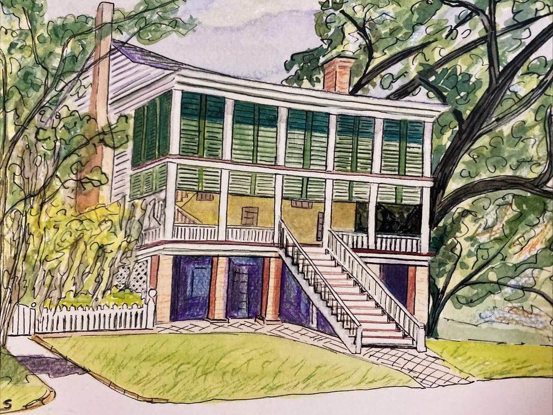 Oakley Plantation House | Impressão de aquarela 9 x 12 | Artista Kristi ...
