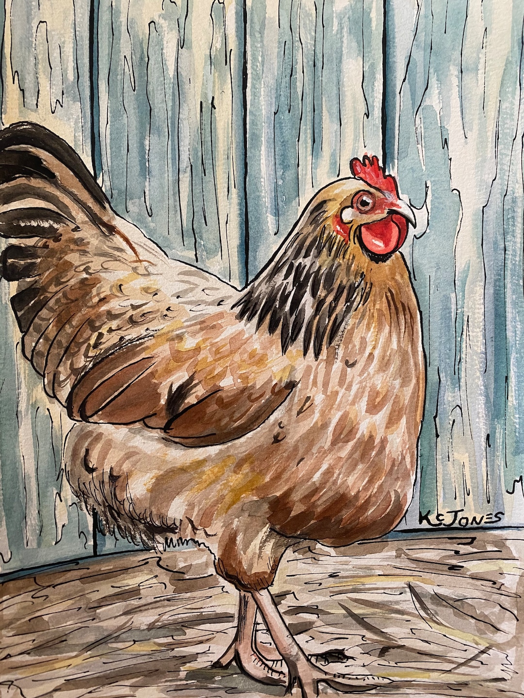 Gold Laced Wyandotte | 9 X 12 Inch Print Watercolor & Ink Painting ...