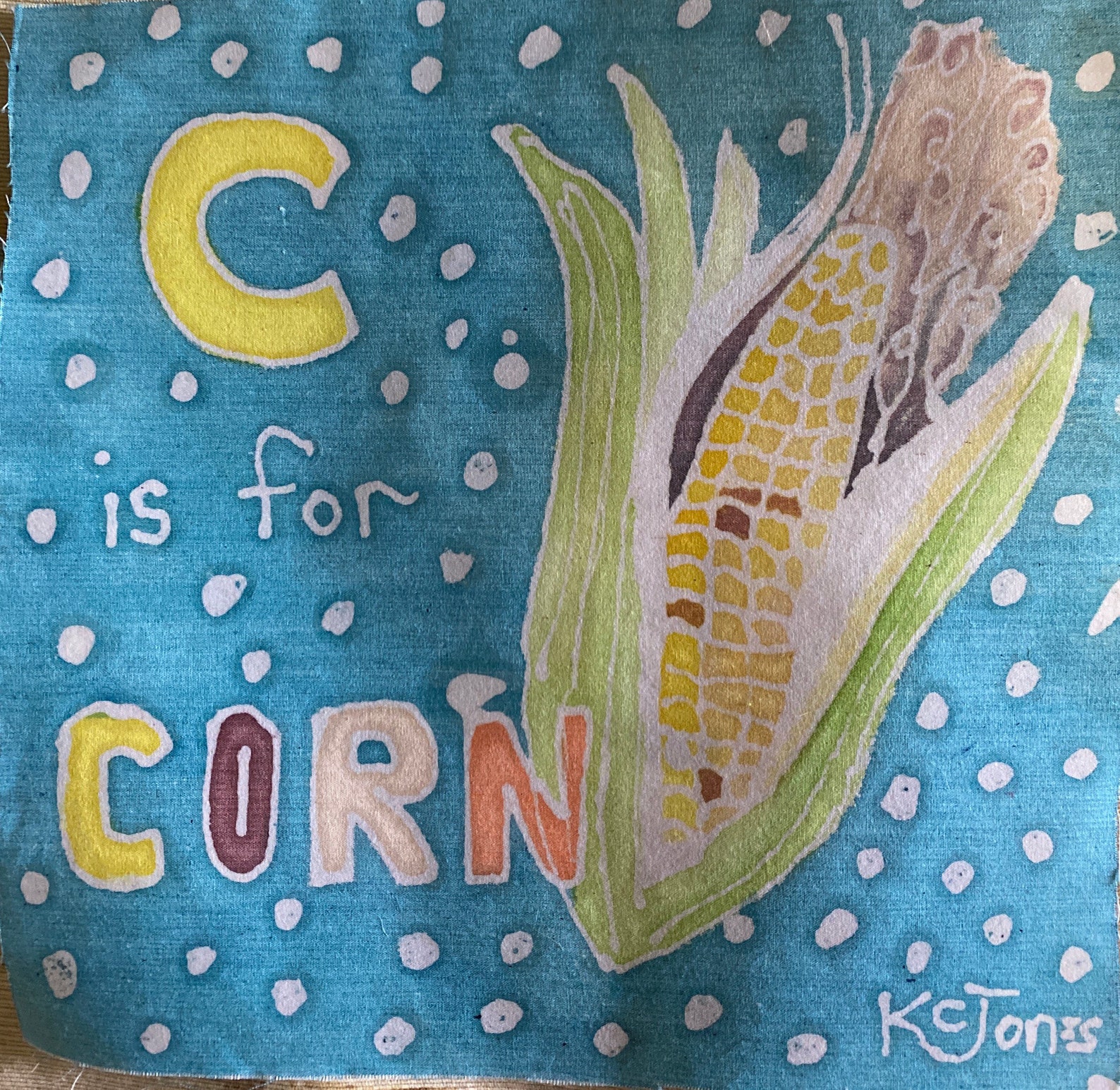 C is for Corn 9.5 X 9.5 Batik Farming Art Vegetable - Etsy