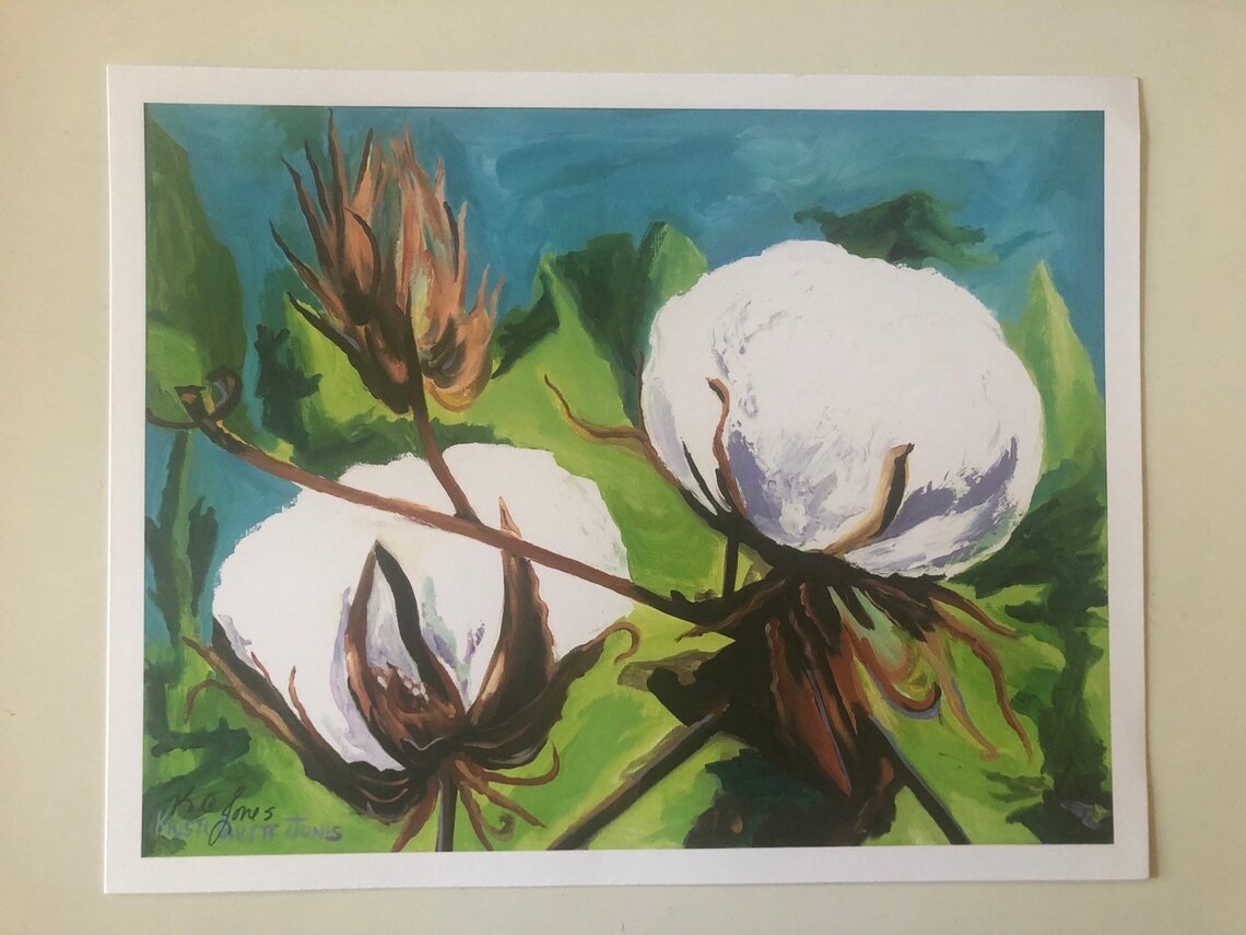 Two Cotton Bolls Impressionist Art PRINT Cotton Bolls Leaves - Etsy