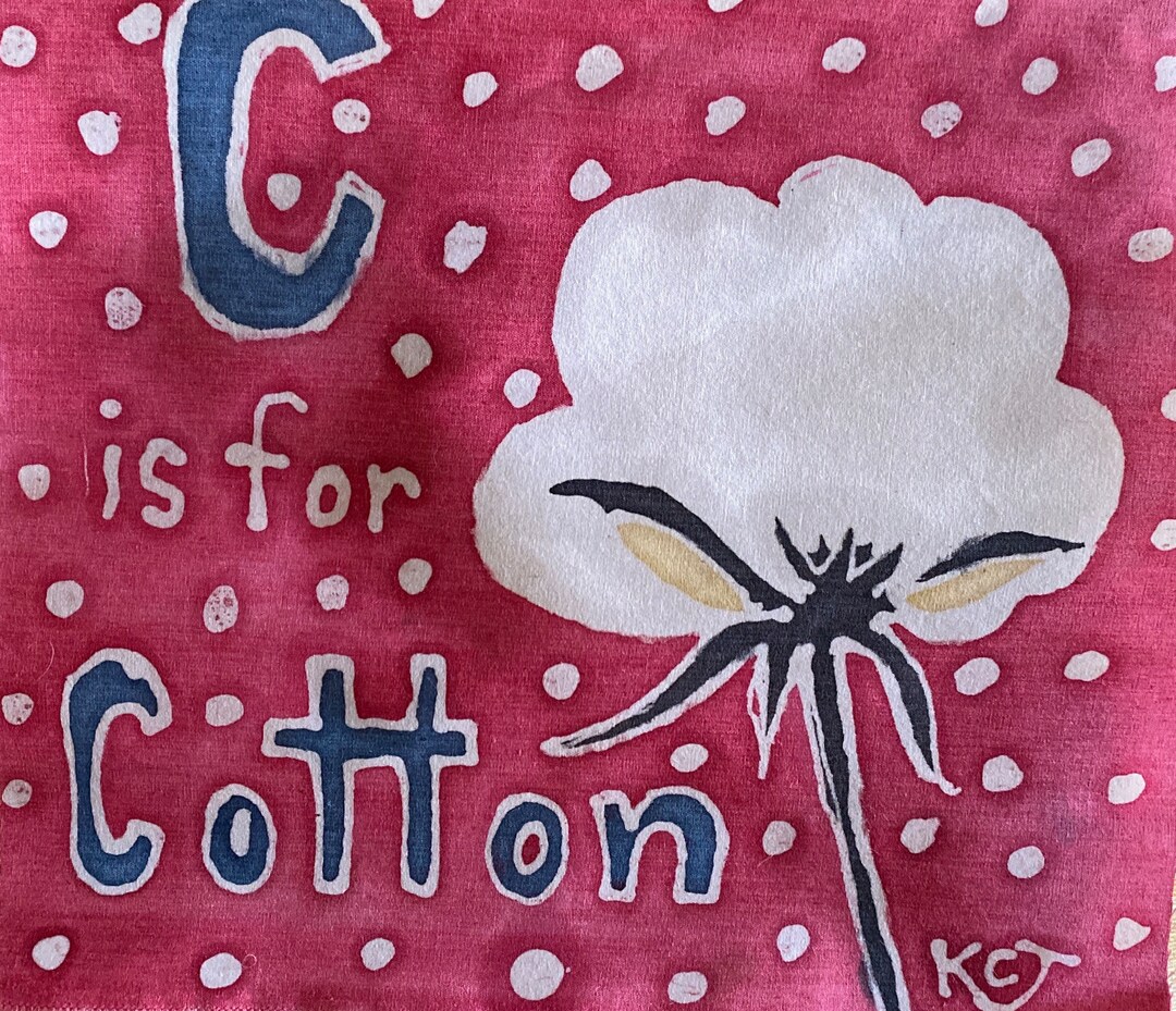 C is for Cotton | 8 1/2 X 9 3/4 Batik | Farm Art Cotton Boll Botanical ...