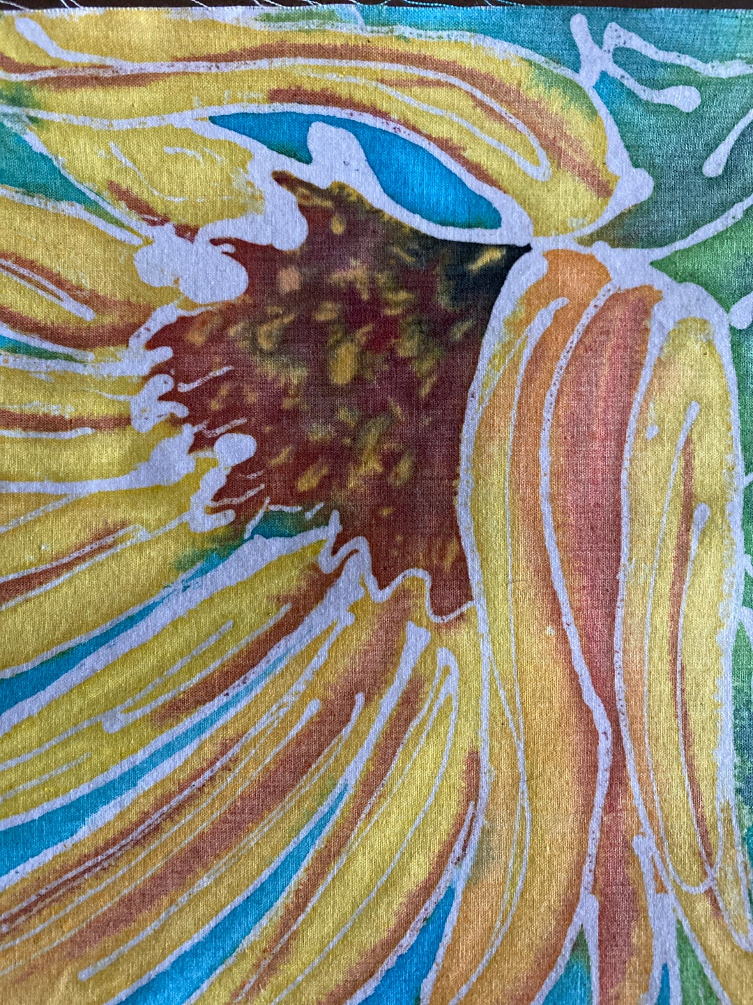 Sunflower Batik 8 3/4 X 9.5 Inch Sunflower Botanical Still Life Yellow ...