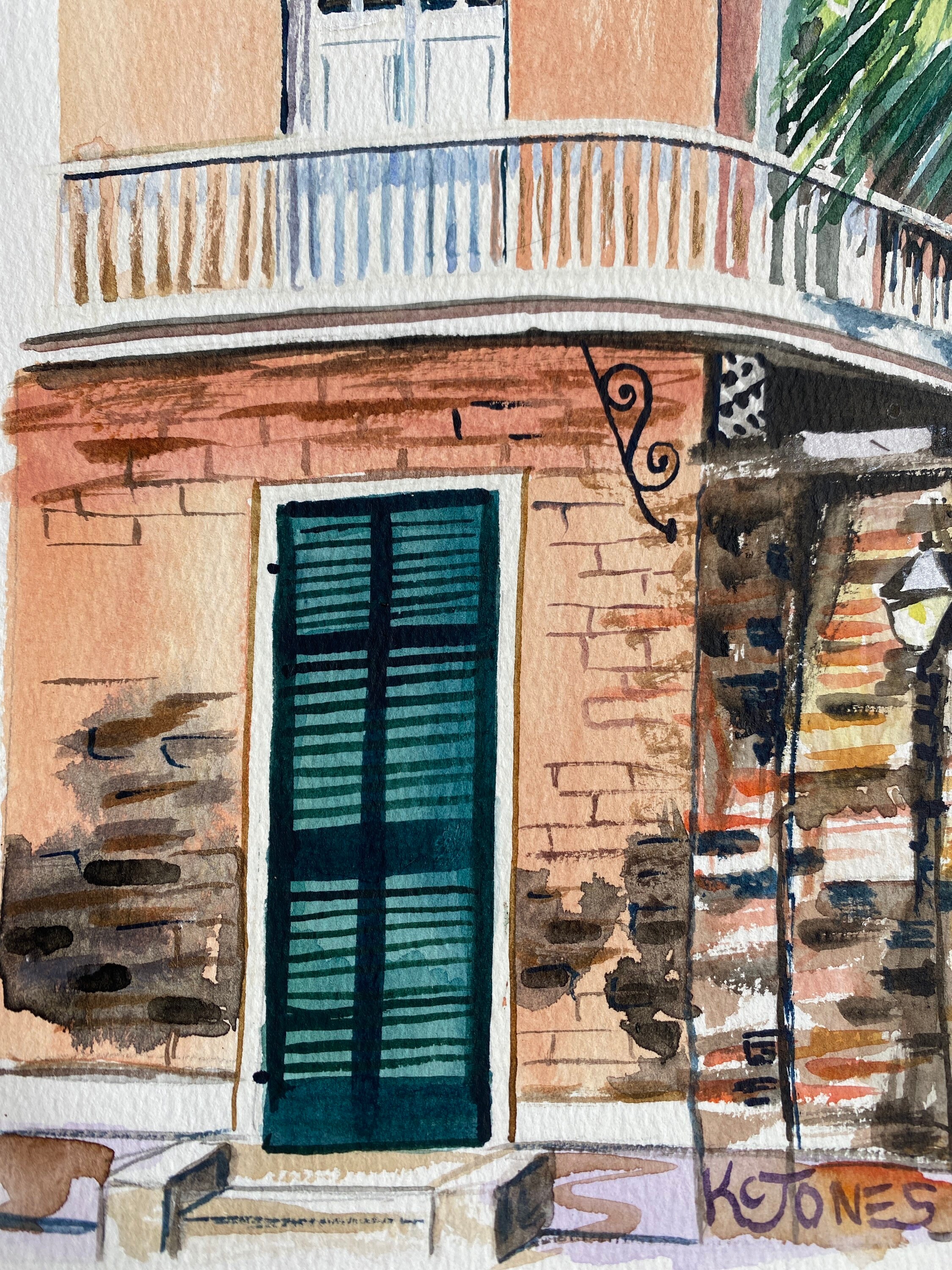 New Orleans Creole House Original Watercolor Painting with Palm Trees ...