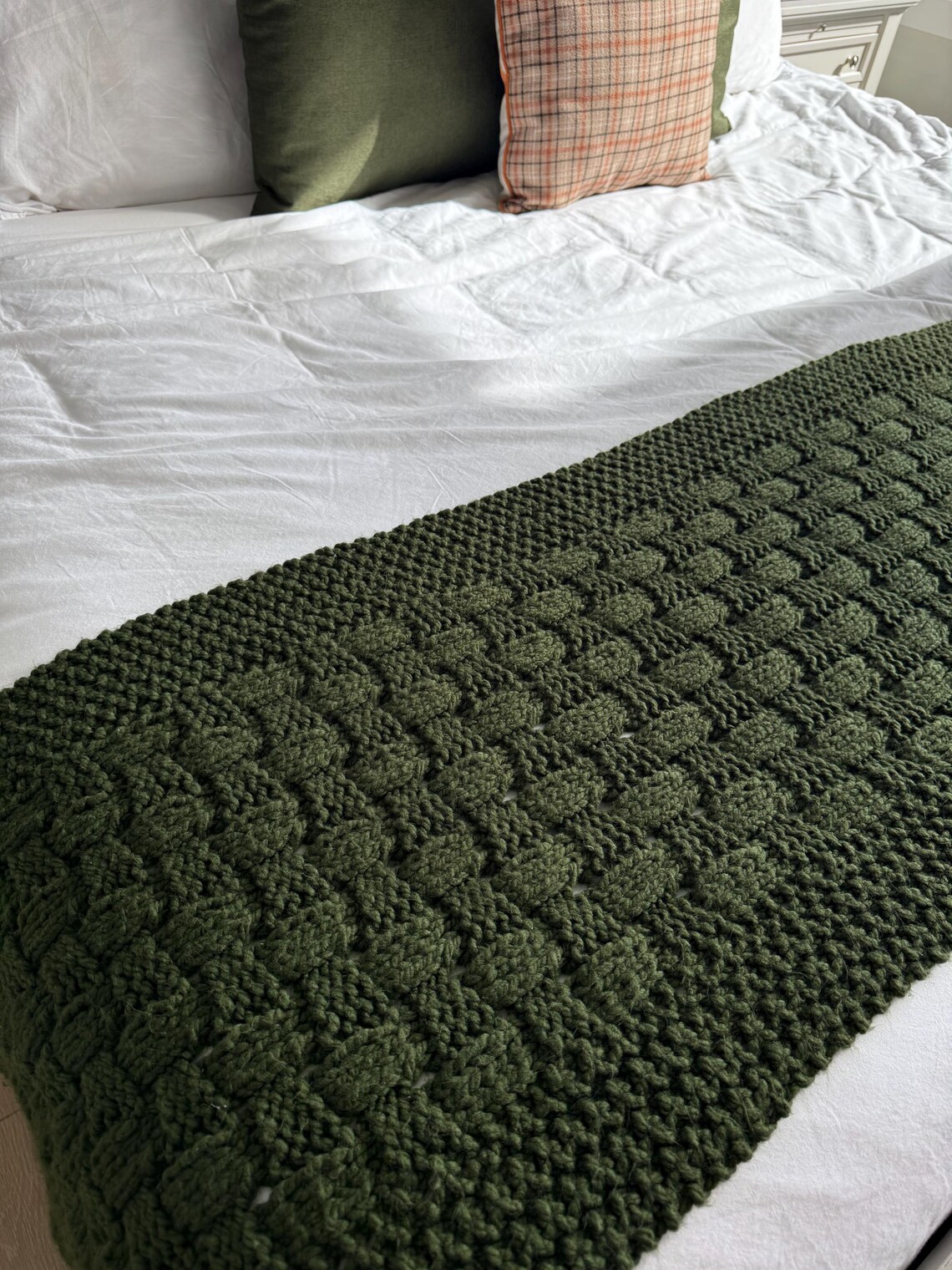 Evergreen Basketweave Bed Runner - Knitting Pattern - Fall Decor ...