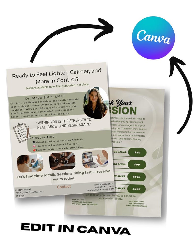 Therapist Flyer and Instagram Template for Coaches, Psychologists ...