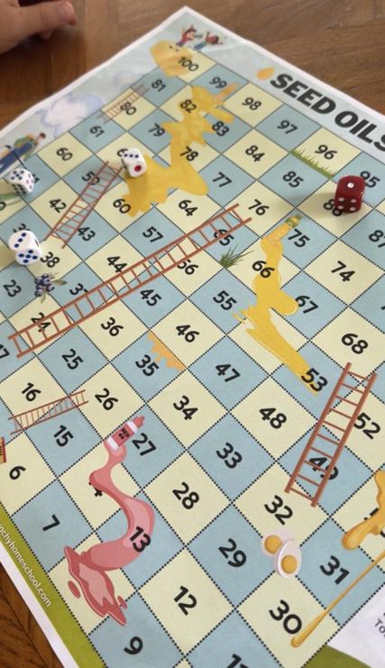 Seed Oils & Ladders - Printable Board Game (snakes and Ladders Parody ...