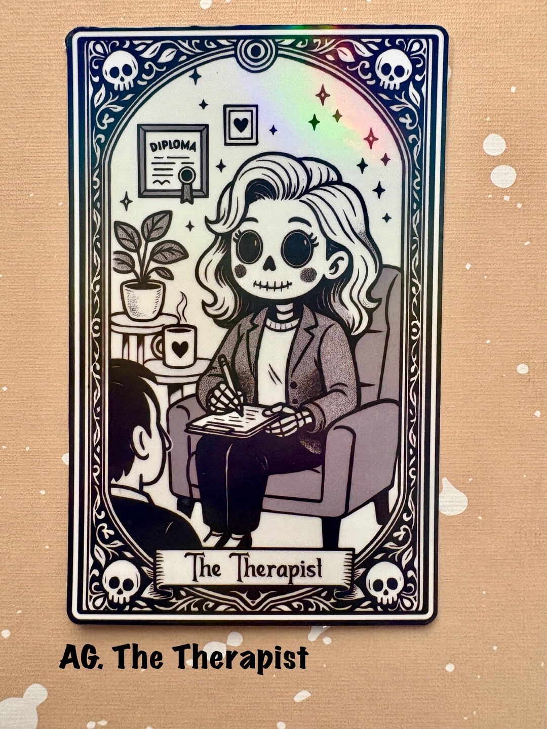 Holographic Mental Health Tarot Card Magnets: the Therapist, Kawaii ...