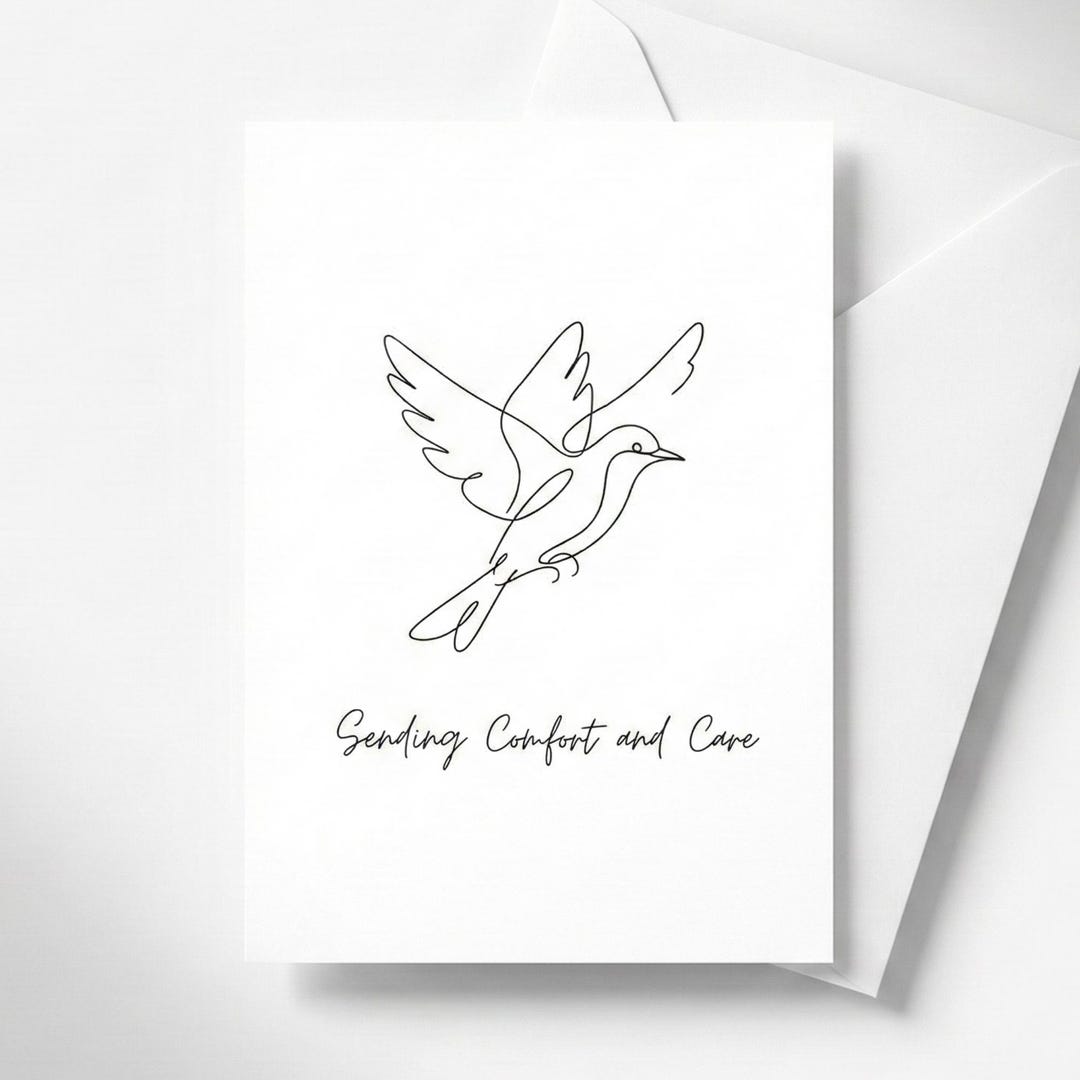Minimalist Bird Sympathy Card, Sending Comfort and Care, Thinking-of ...