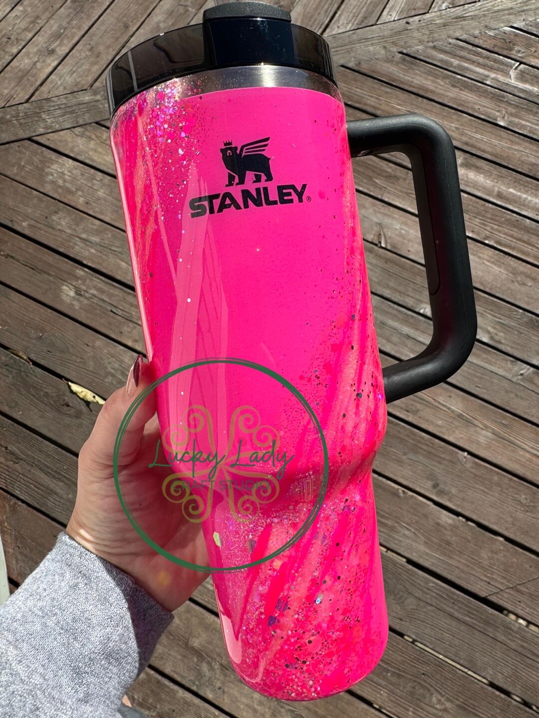 READY TO SHIP Stanley Neon Pink Opal 40oz Hot Pink Delicious Glitter ...