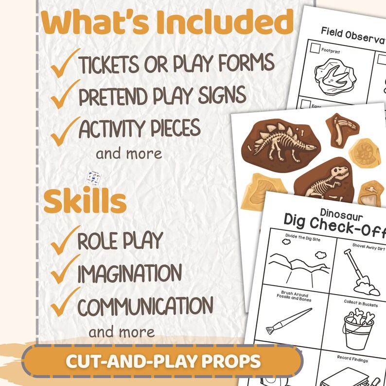 Paleontologist Play Pretend Set for Kids | Dinosaur Fossil Dig Dramatic ...