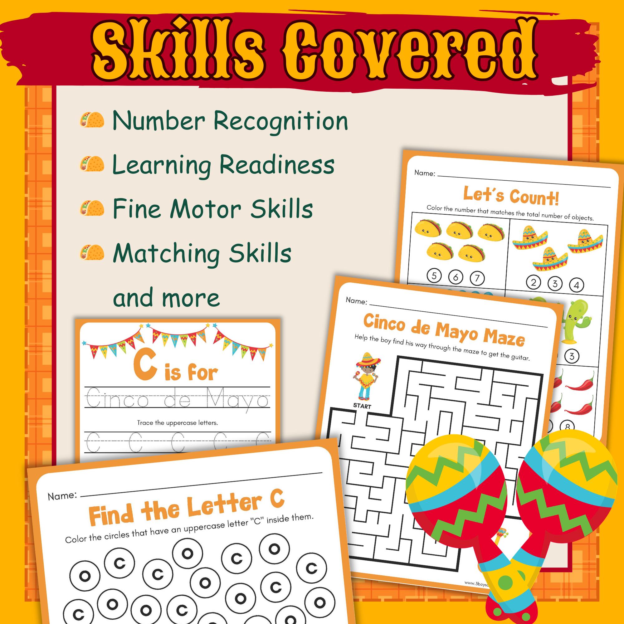 Cinco De Mayo Preschool Worksheets | Printable Activity Pack | Early ...