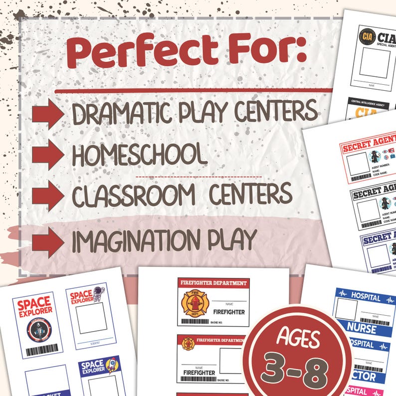 ID Pretend Play Cards & Licenses for Kids | Community Helpers Dramatic ...