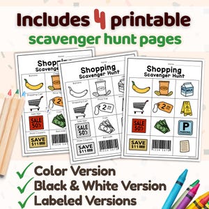 Shopping Easy Scavenger Hunt Printable | Kids Activity | No Prep Game ...