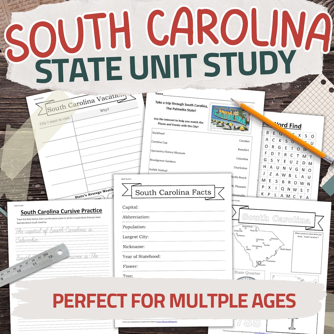South Carolina State Worksheet Pack: Printable Geography and History ...