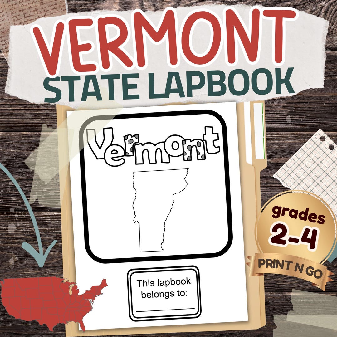 Vermont State Lapbook: Printable Geography and History Notebook Pages ...