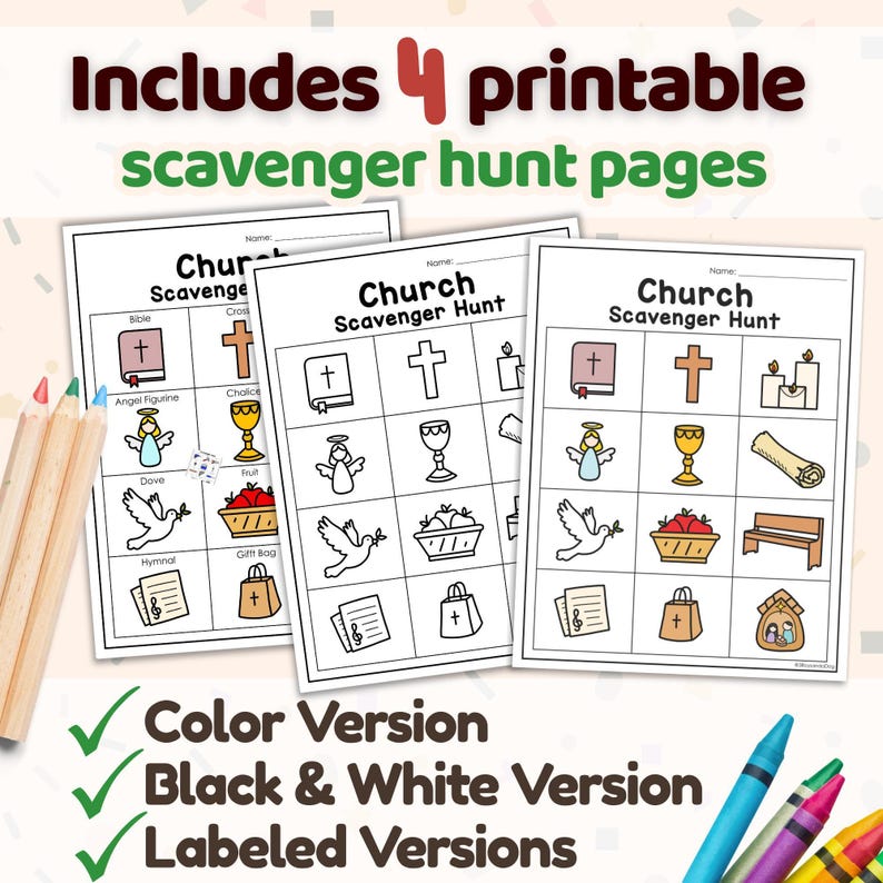 Church Easy Scavenger Hunt Printable | Kids Activity | No Prep Game - Etsy