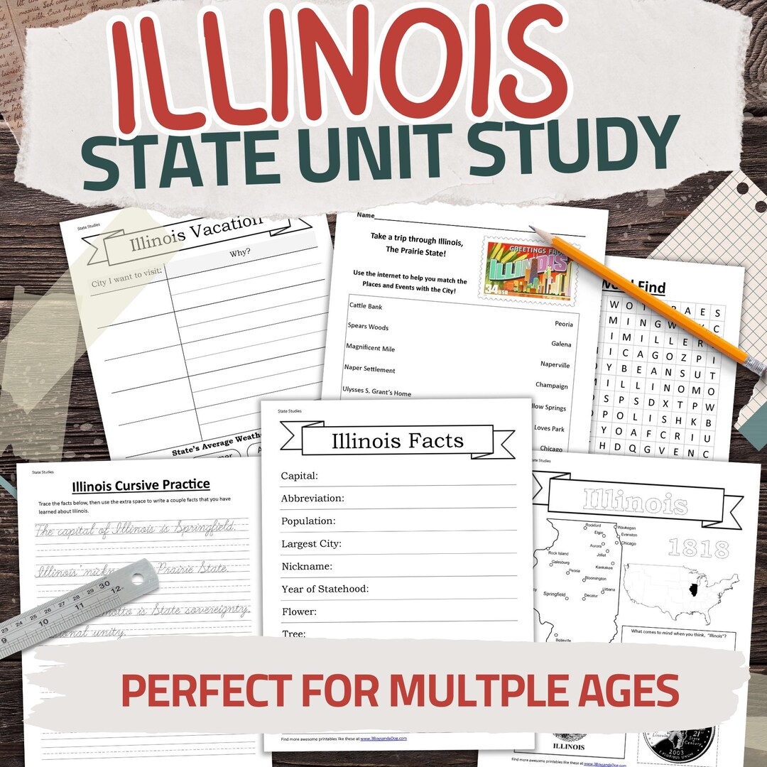 Illinois State Worksheet Pack: Printable Geography and History Unit ...