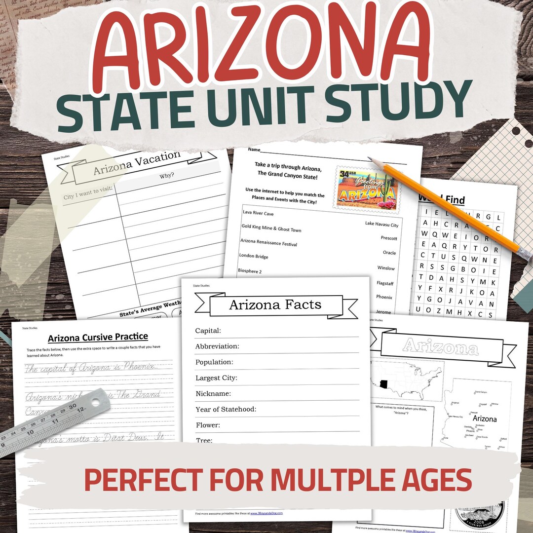 Arizona State Worksheet Pack: Printable Geography and History Unit ...