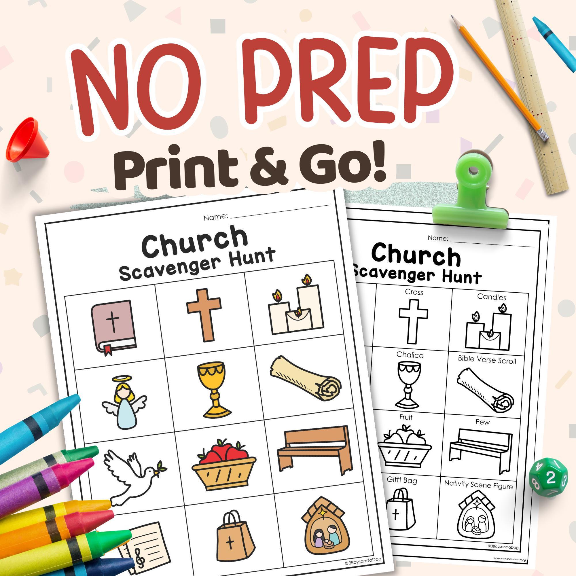 Church Easy Scavenger Hunt Printable | Kids Activity | No Prep Game - Etsy