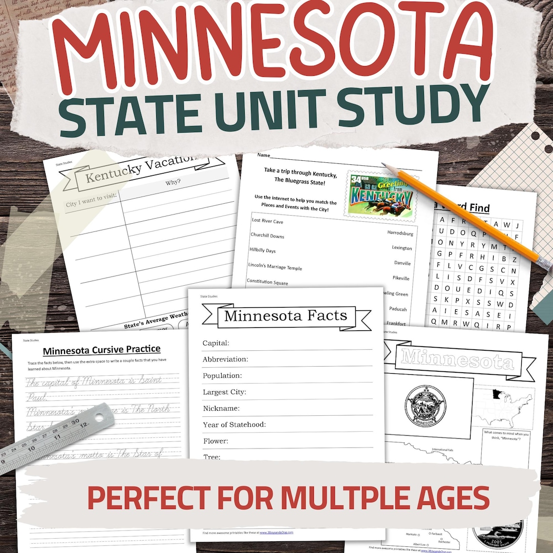 Minnesota State Worksheet Pack: Printable Geography and History Unit ...