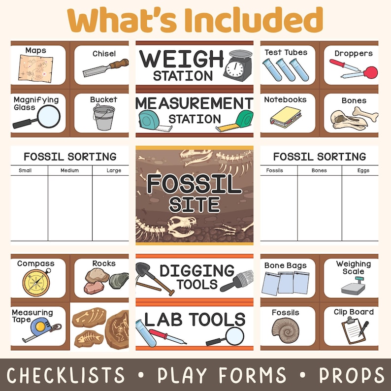 Paleontologist Play Pretend Set for Kids | Dinosaur Fossil Dig Dramatic ...