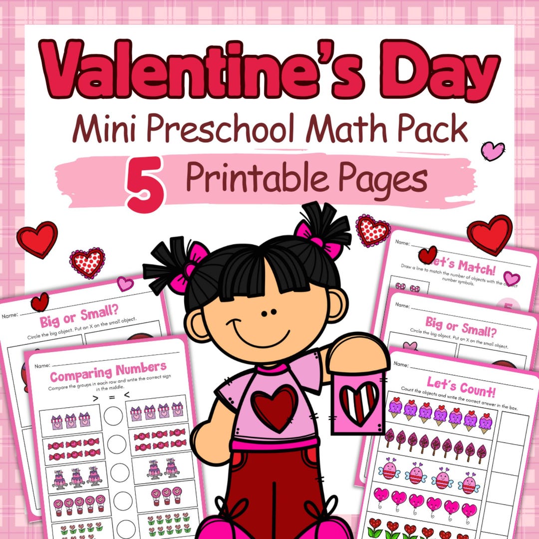 Preschool Math Printables Valentine Counting 1-20 Ten Frames Number ...