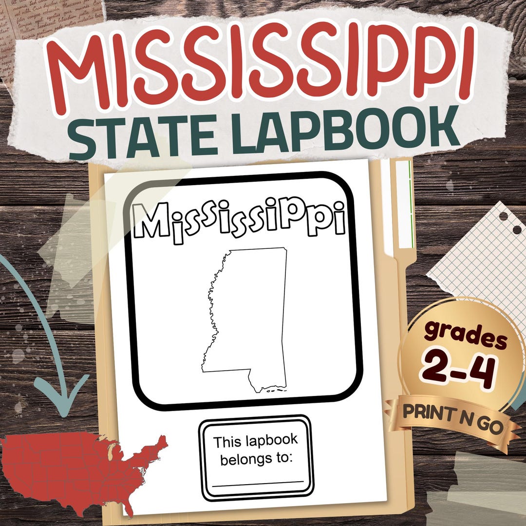 Mississippi State Lapbook: Printable Geography and History Notebook ...