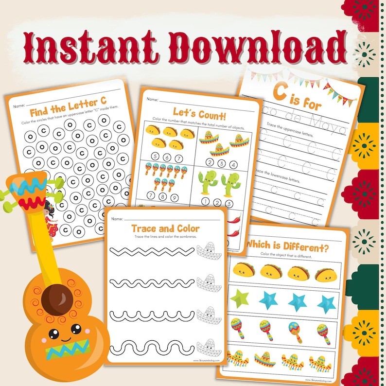Cinco De Mayo Preschool Worksheets | Printable Activity Pack | Early ...