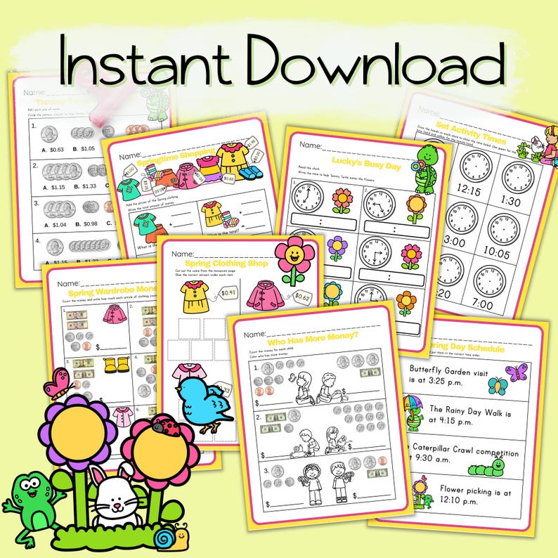 Spring Time and Money Worksheets for Preschool | Telling Time ...