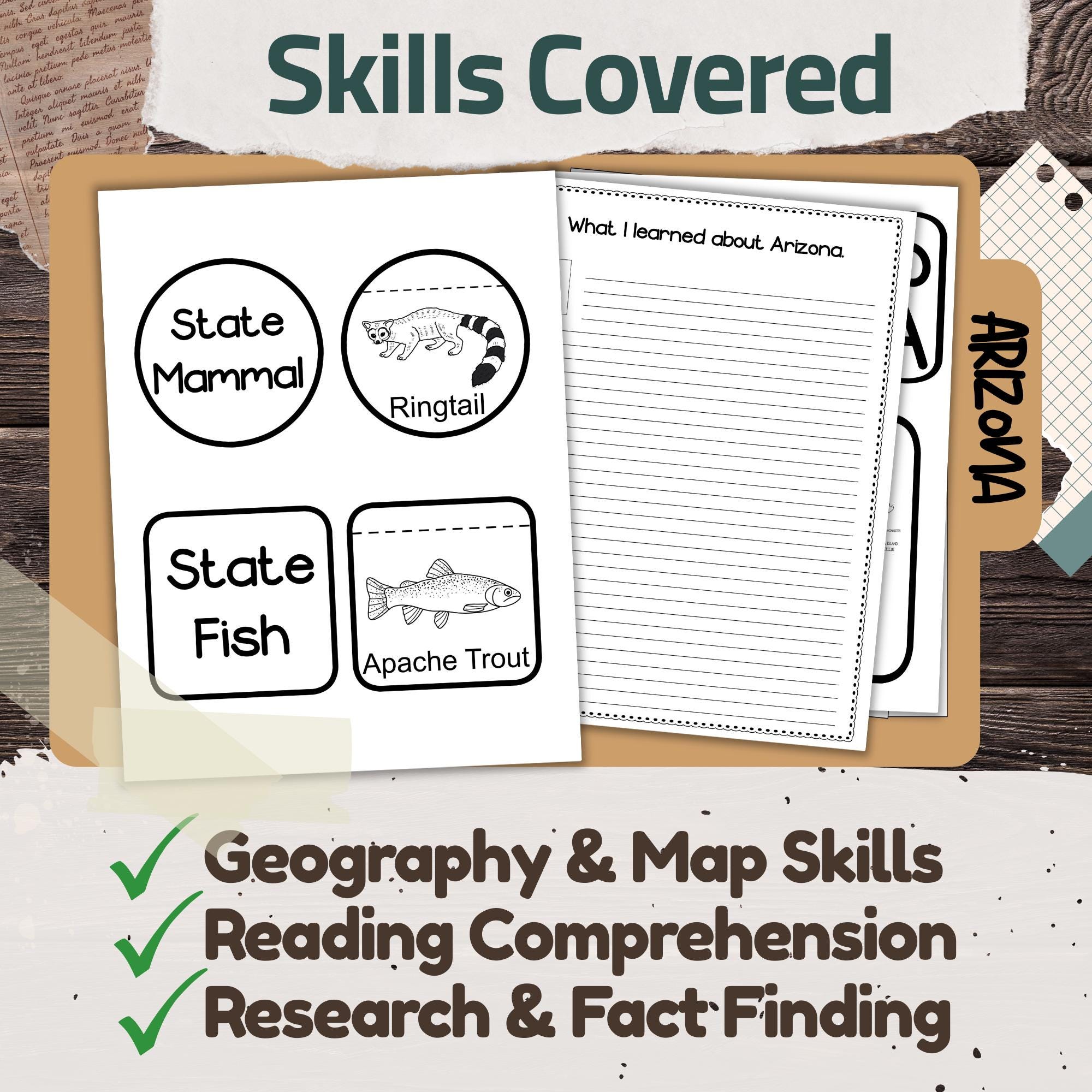 Arizona State Lapbook: Printable Geography and History Notebook Pages ...