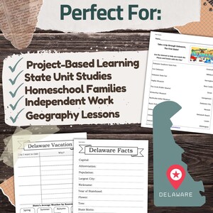Delaware State Worksheet Pack: Printable Geography and History Unit ...