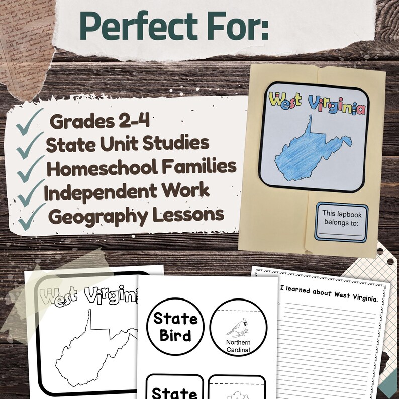 West Virginia State Lapbook: Printable Geography and History Notebook ...