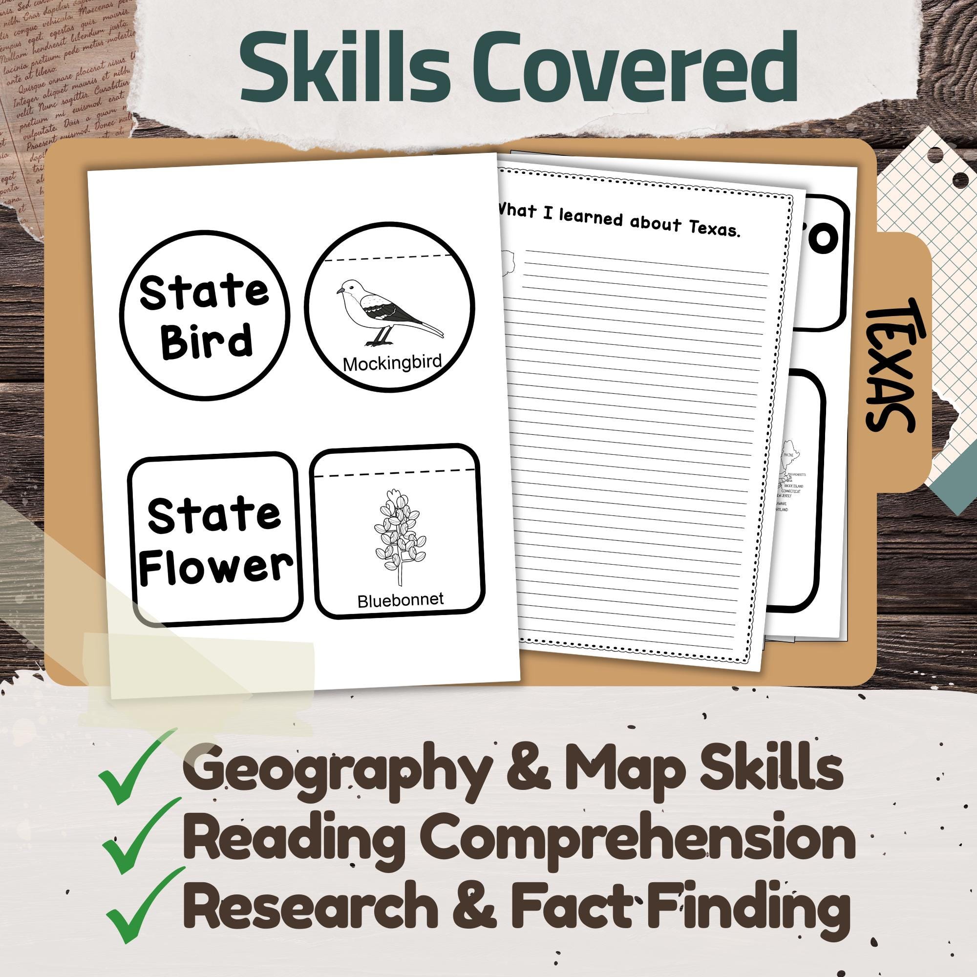 Texas State Lapbook: Printable Geography and History Notebook Pages ...