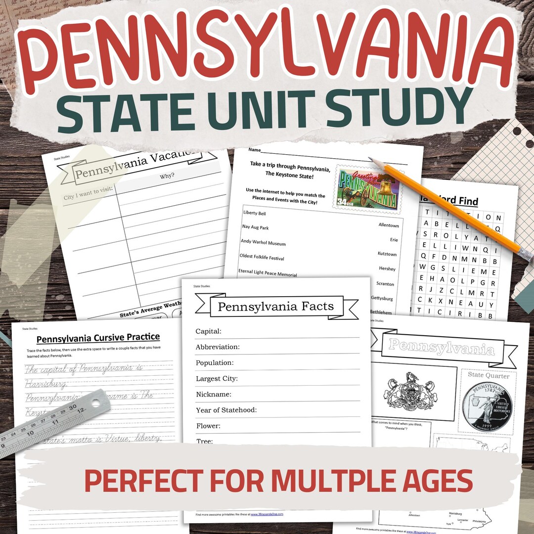 Pennsylvania State Worksheet Pack: Printable Geography and History Unit ...