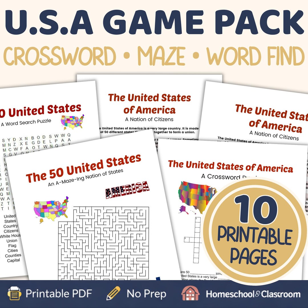 50 United States Activity Pack | US Geography Worksheets for Kids | Map ...