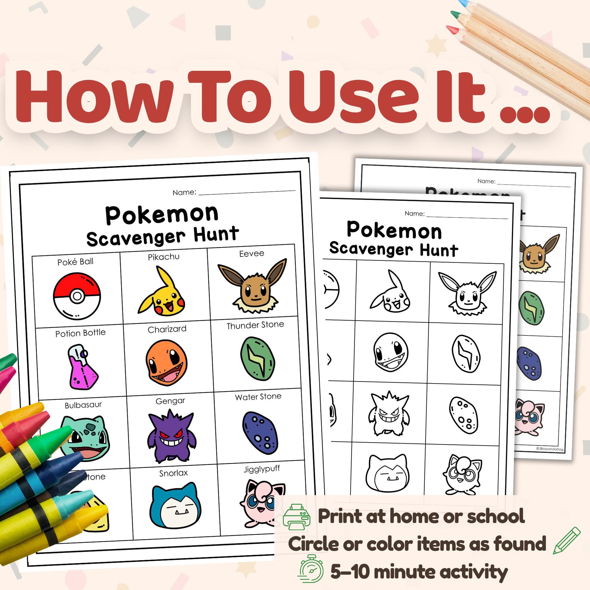 Pokemon Easy Scavenger Hunt Printable | Kids Activity | No Prep ...