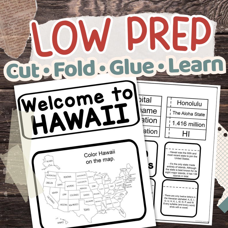 Hawaii State Lapbook: Printable Geography and History Notebook Pages ...