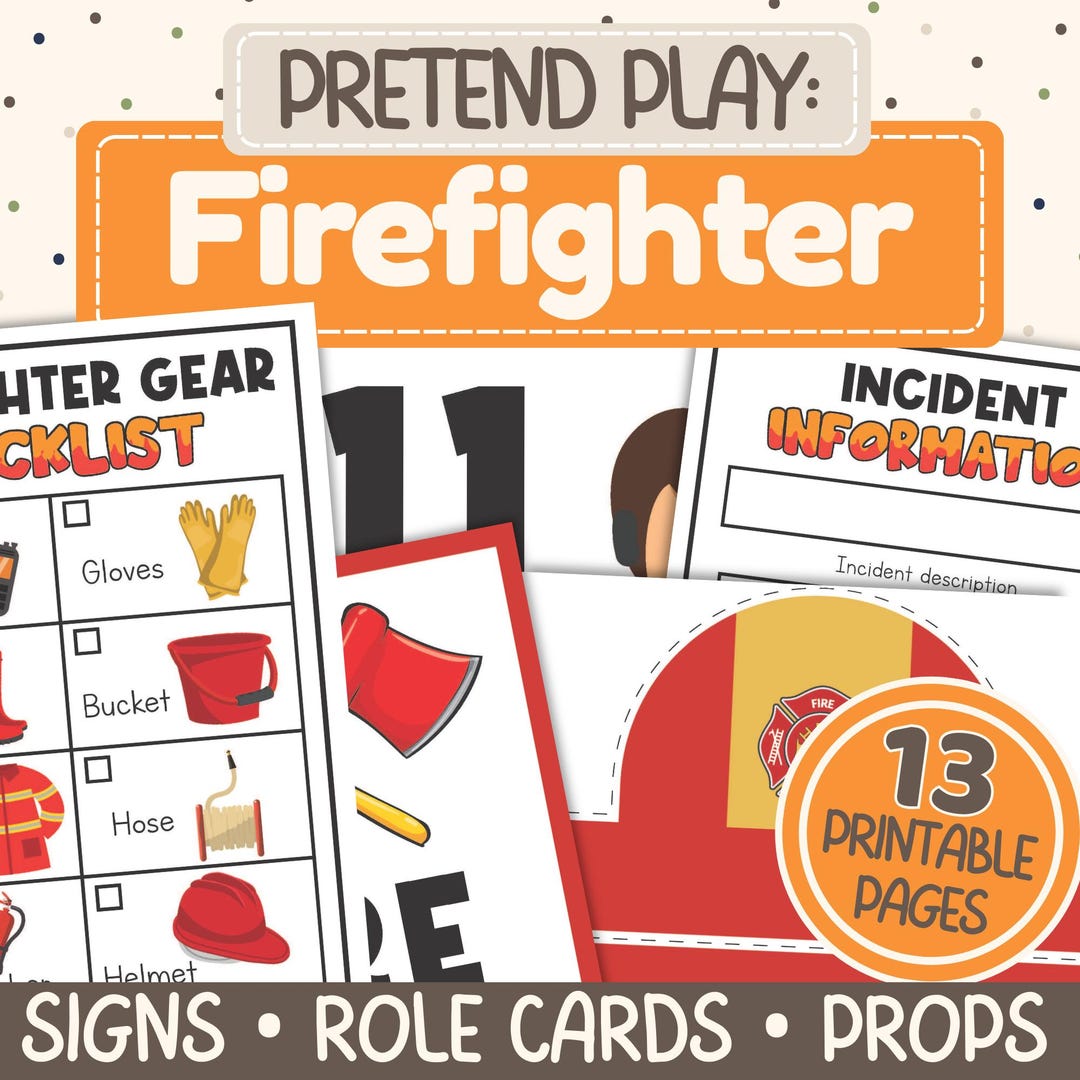 Firefighter Pretend Play Set for Kids | Dramatic Play Fire Station ...