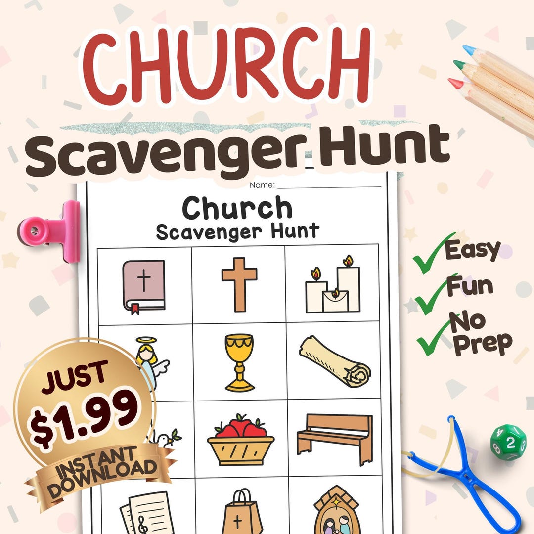 Church Easy Scavenger Hunt Printable | Kids Activity | No Prep Game - Etsy
