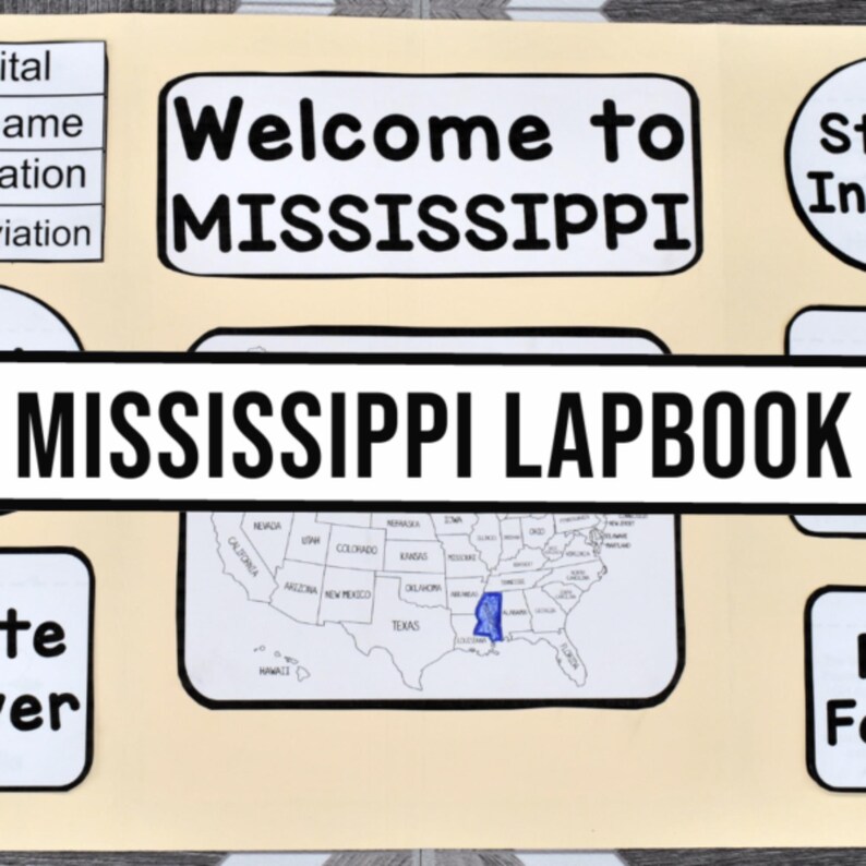 Mississippi State Lapbook: Printable Geography and History Notebook ...