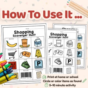 Shopping Easy Scavenger Hunt Printable | Kids Activity | No Prep Game ...
