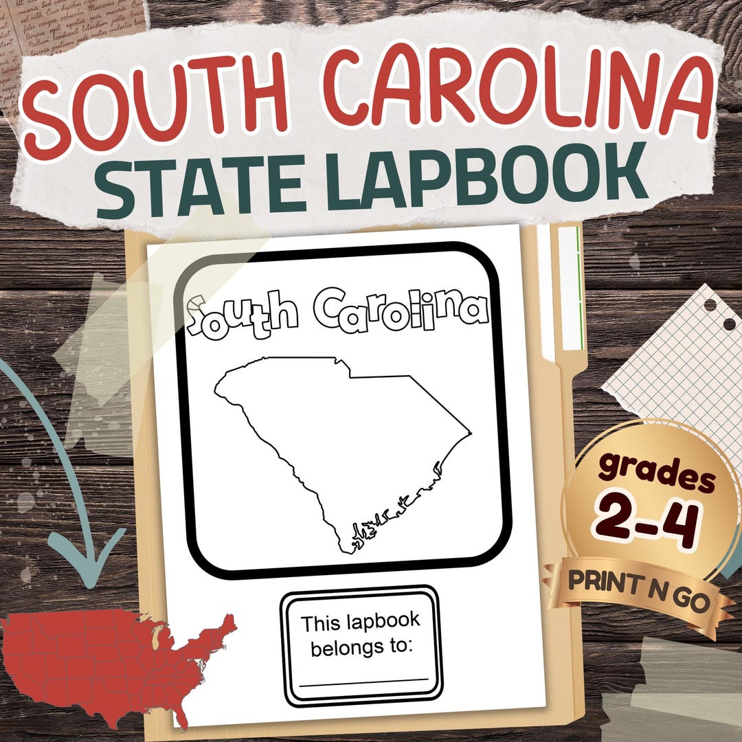 South Carolina State Lapbook: Printable Geography and History Notebook ...