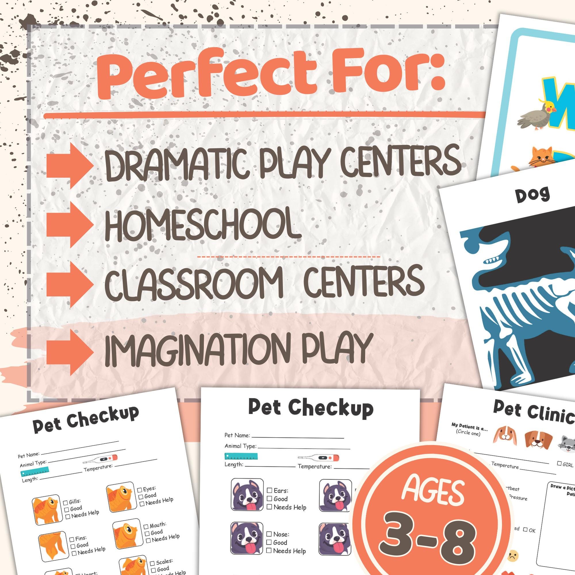 Pet Vet Pretend Play Set for Kids | Dramatic Veterinarian Clinic ...