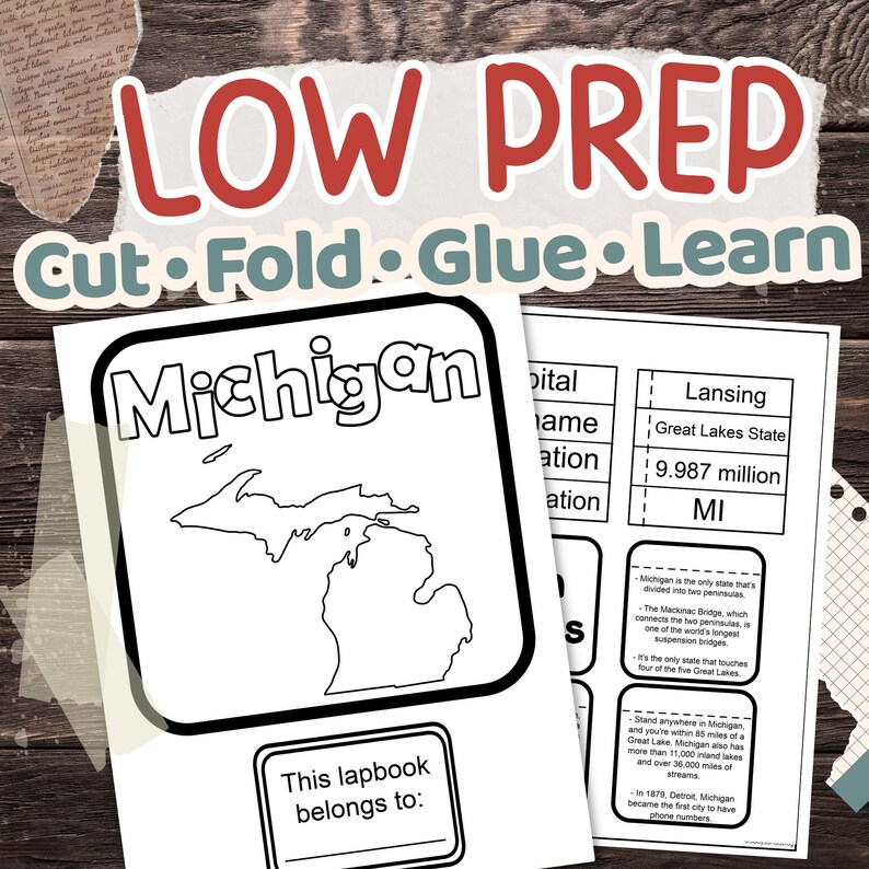 Michigan State Lapbook: Printable Geography and History Notebook Pages ...