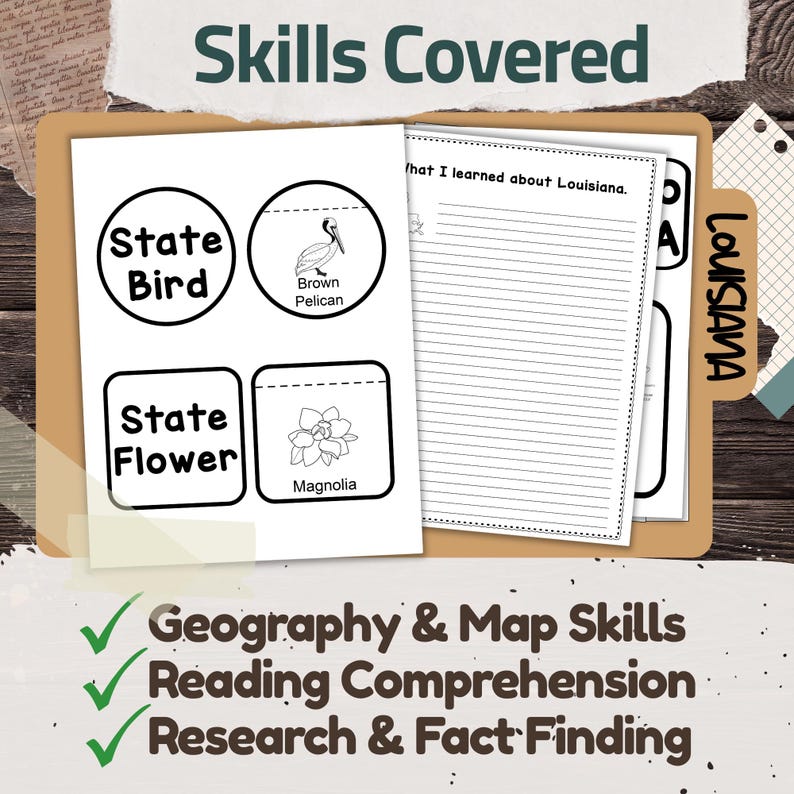 Louisiana State Lapbook: Printable Geography and History Notebook Pages ...