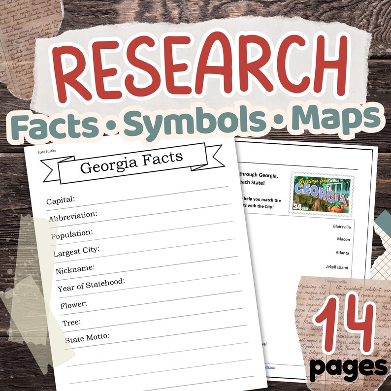 Georgia State Worksheet Pack: Printable Geography and History Unit ...