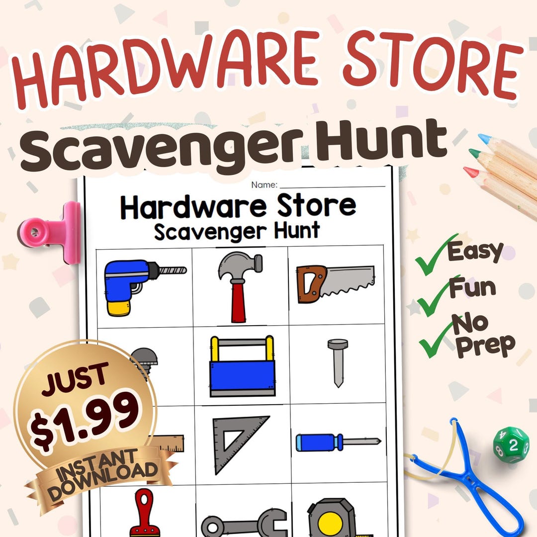 Hardware Store Easy Scavenger Hunt Printable | Kids Activity | No Prep ...